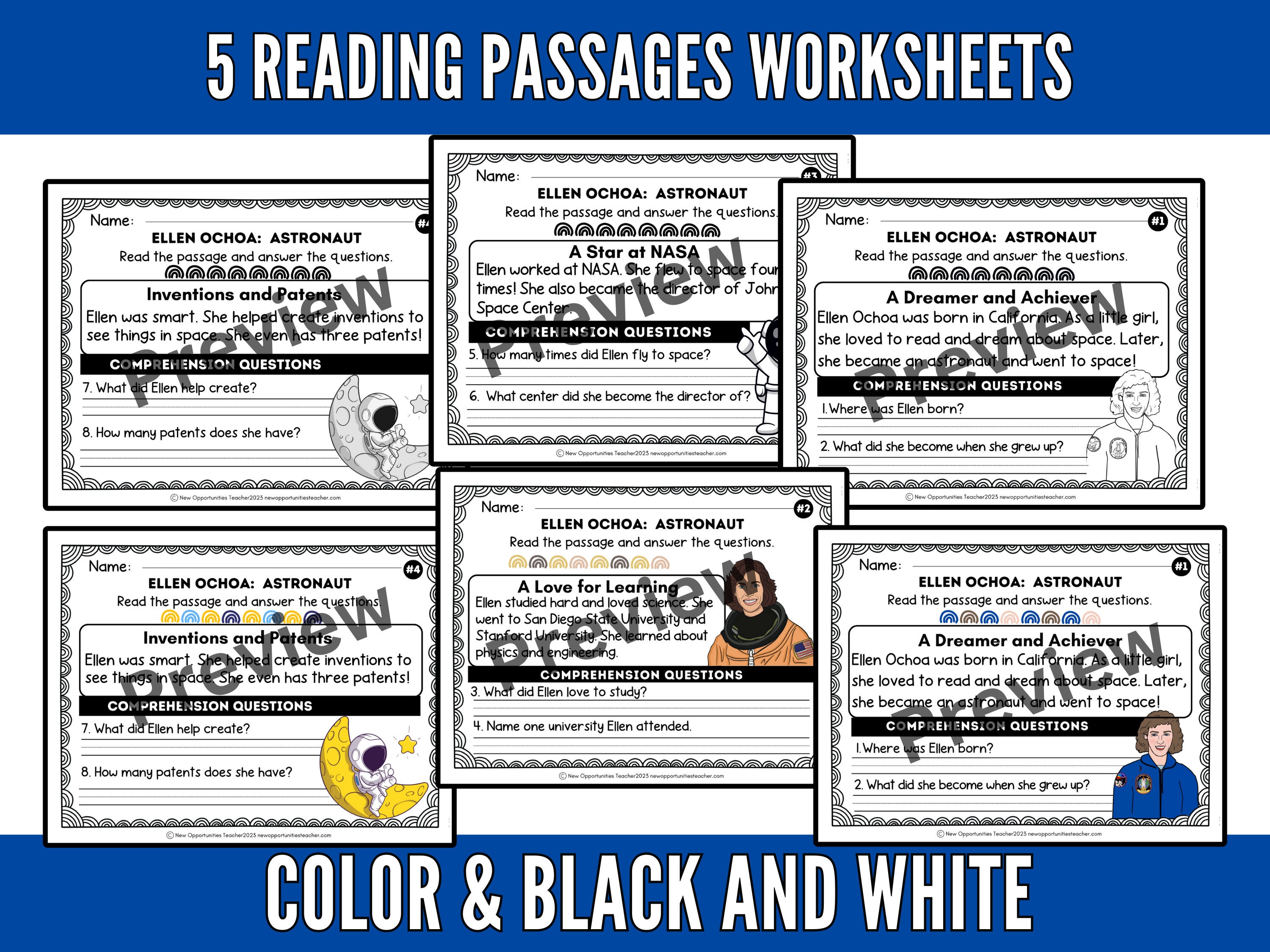 Ellen Ochoa Reading Comprehension Passages and Questions | Timeline ...