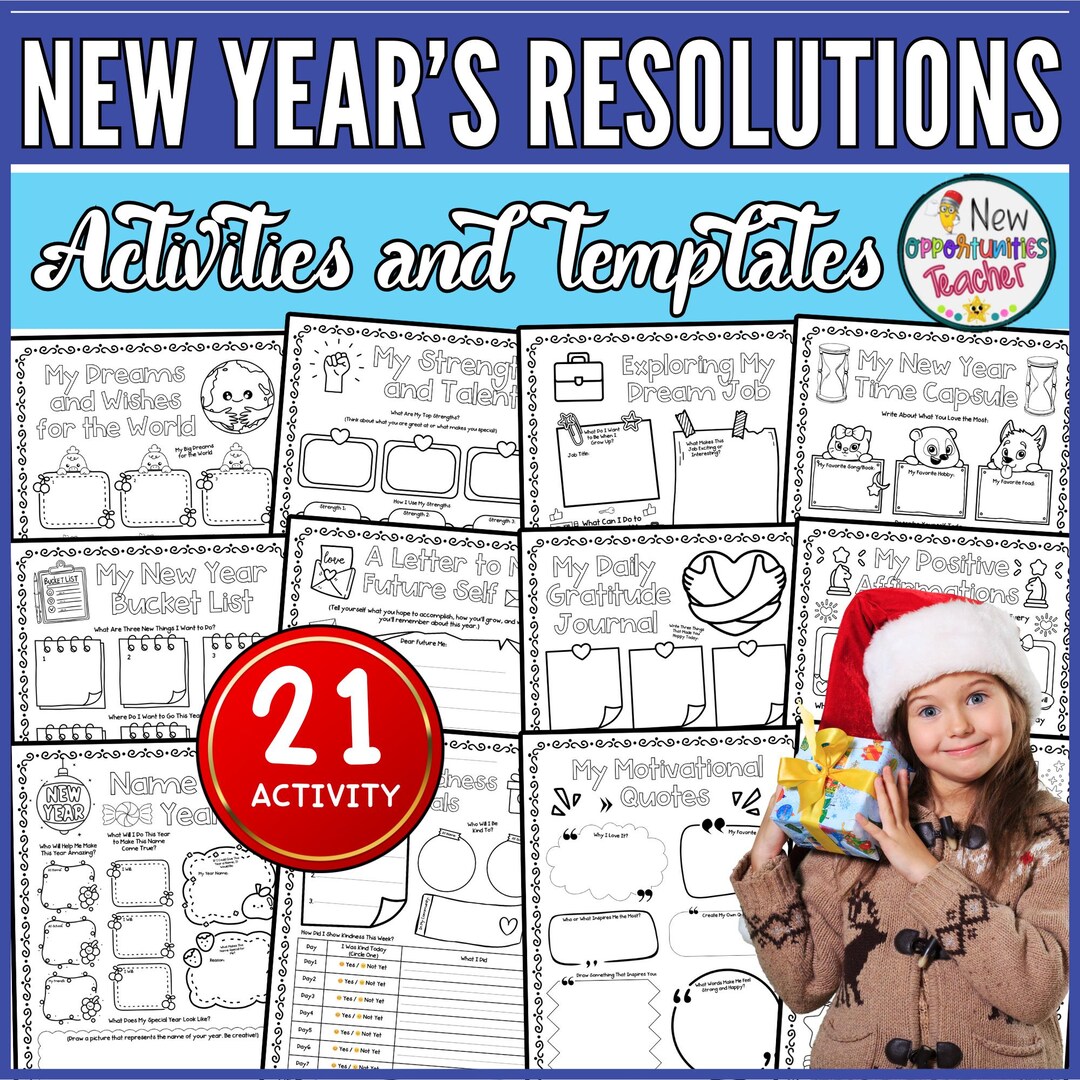 New Year's Resolutions Activity, Kids Goal Setting, 2025 Memory (PDF ...