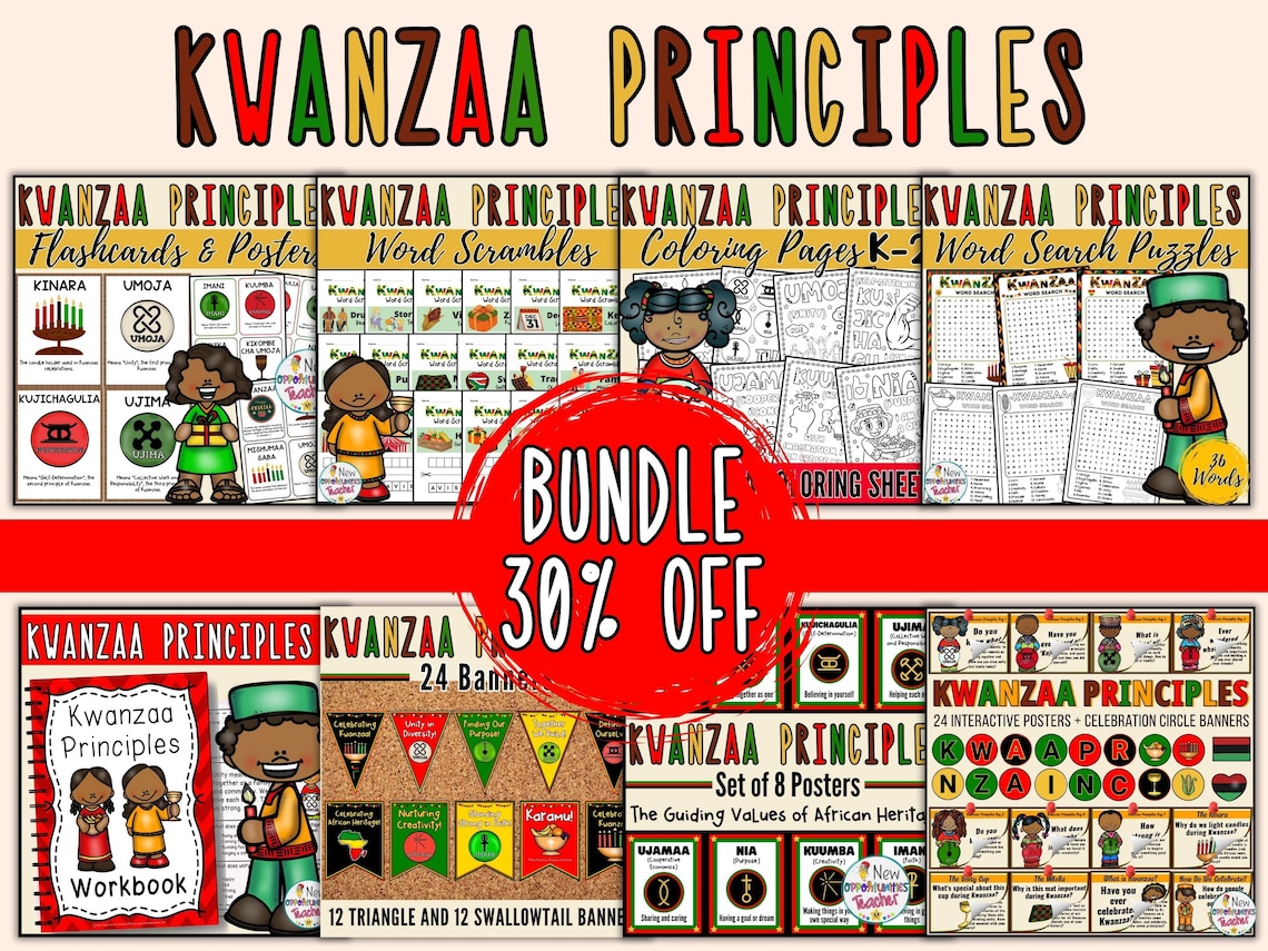 Kwaanza Principals Posters Set of 8 the 7 Principles of Kwanzaa ...