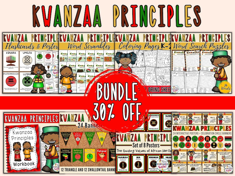 Kwaanza Principals Posters Set of 8 - the 7 Principles of Kwanzaa ...