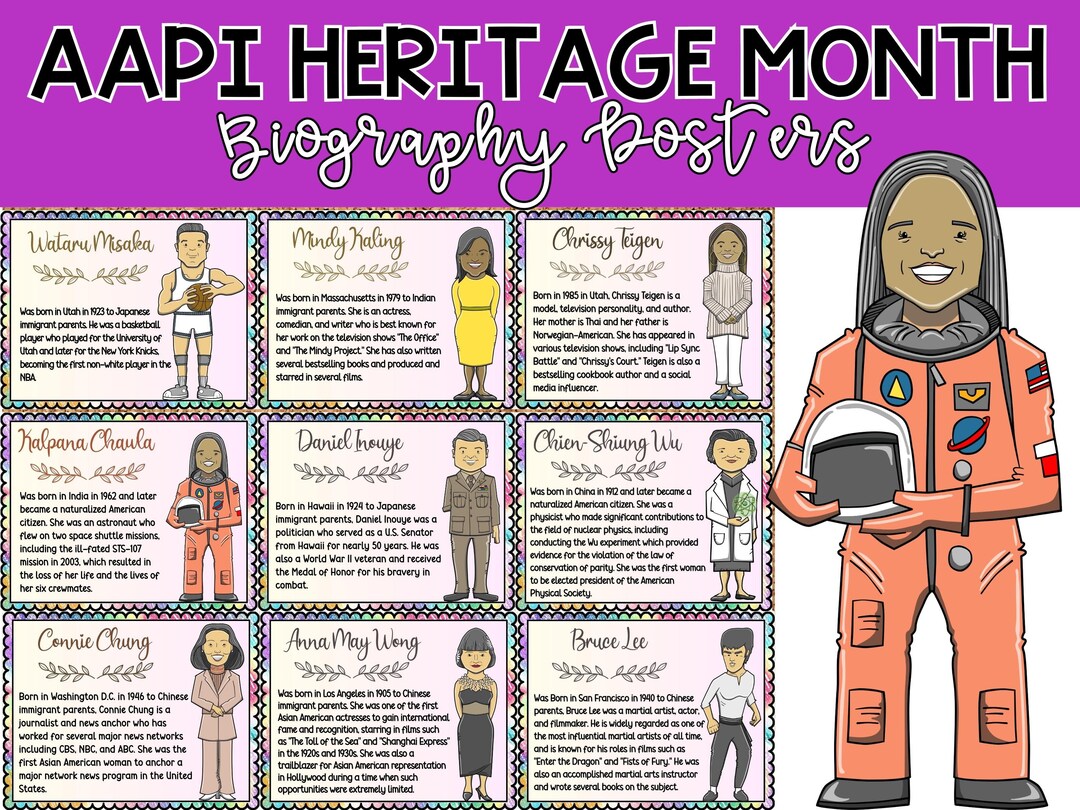AAPI Heritage Month Biography Posters | Classroom Bulletin Board (PDF ...