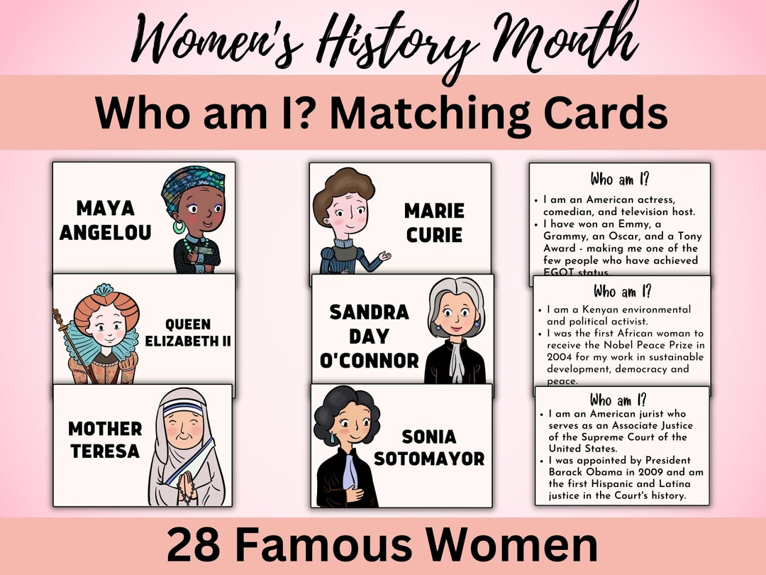 Printable Who Am I Cards Women's History Month Matching Game ...