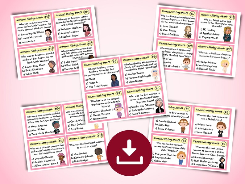 Printable Women's History Month Research Task Cards Educational Cards ...