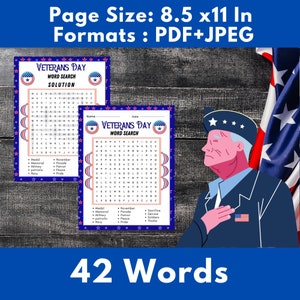 Veterans Day Word Search Puzzle | Patriotic Veterans Day Word Search ...