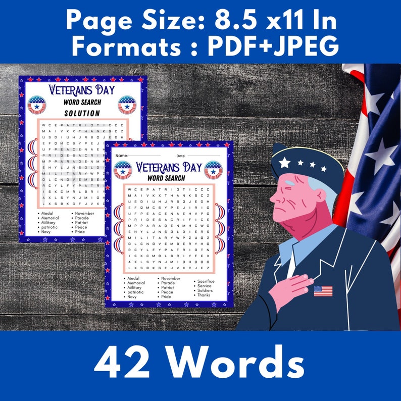 Veterans Day Word Search Puzzle Patriotic Veterans Day Word Search Game ...