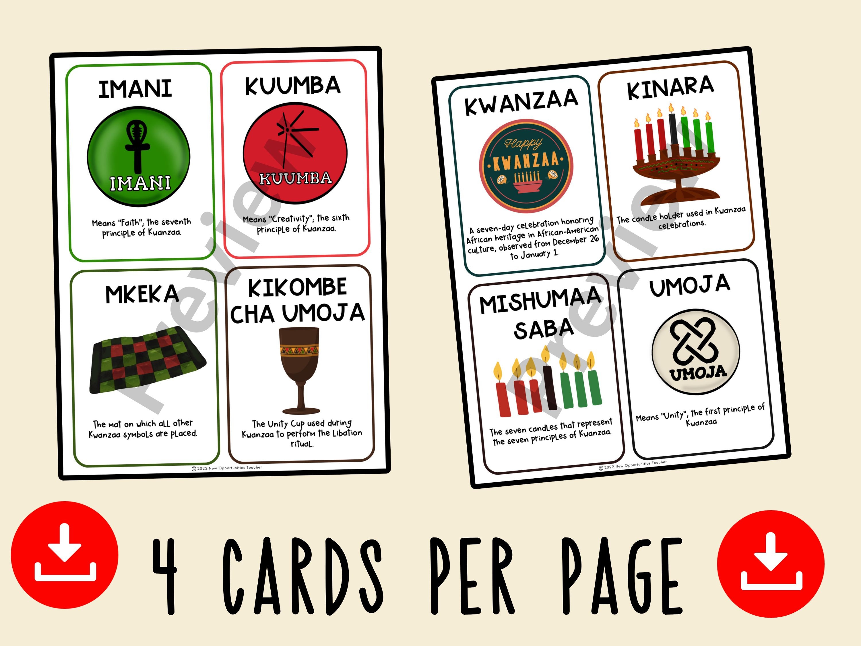 Kwanzaa Vocabulary Flashcards & Posters Set Holidays Around the World ...