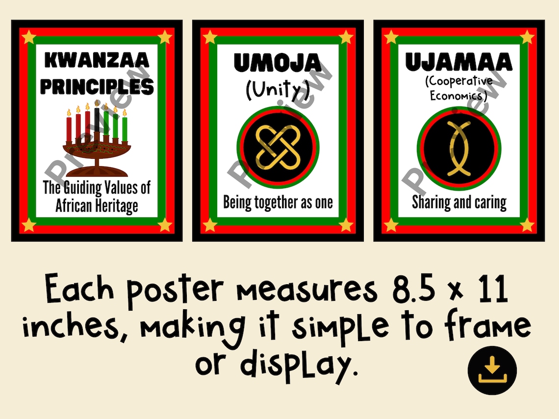 Kwaanza Principals Posters Set of 8 the 7 Principles of Kwanzaa ...