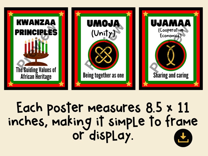 Kwaanza Principals Posters Set of 8 - the 7 Principles of Kwanzaa ...