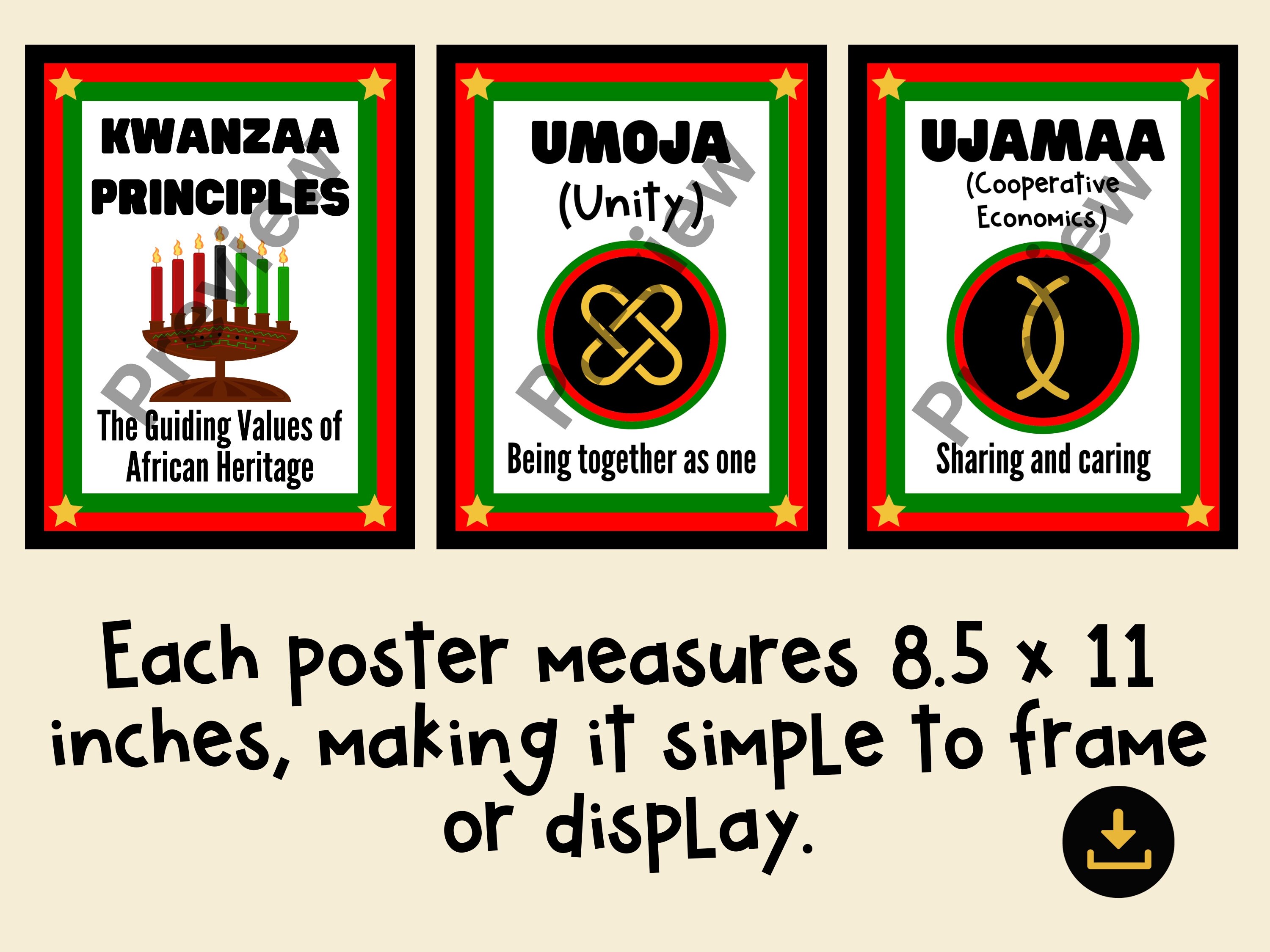 Kwaanza Principals Posters Set of 8 the 7 Principles of Kwanzaa ...