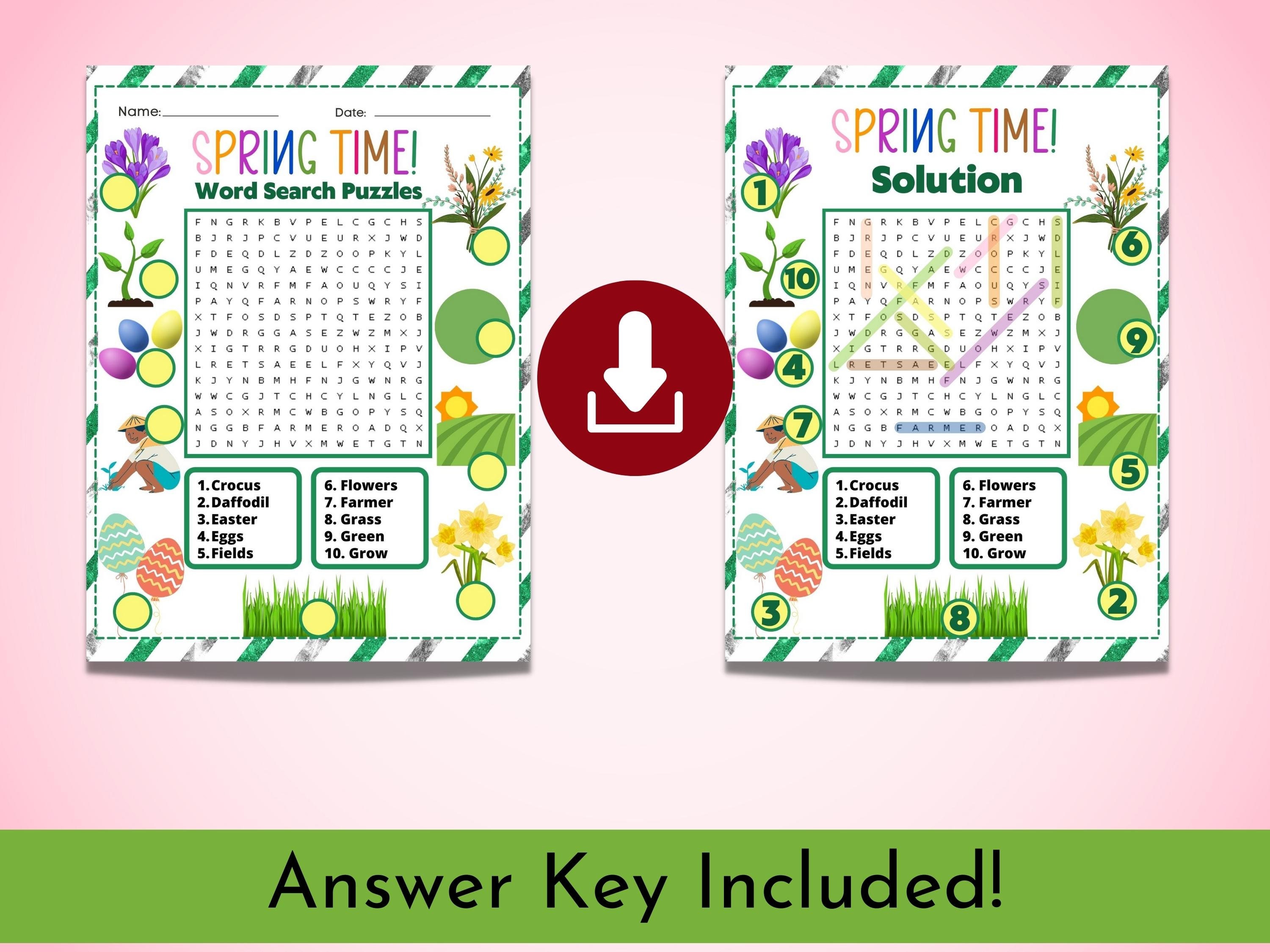 Printable Spring Easter Word Search Puzzles | Springtime Games | April ...