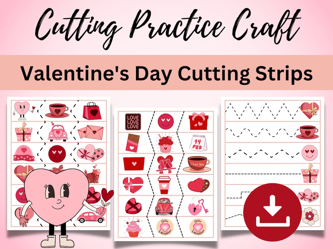 Valentine's Day Cutting Strips | February Scissor Skills Cutting ...