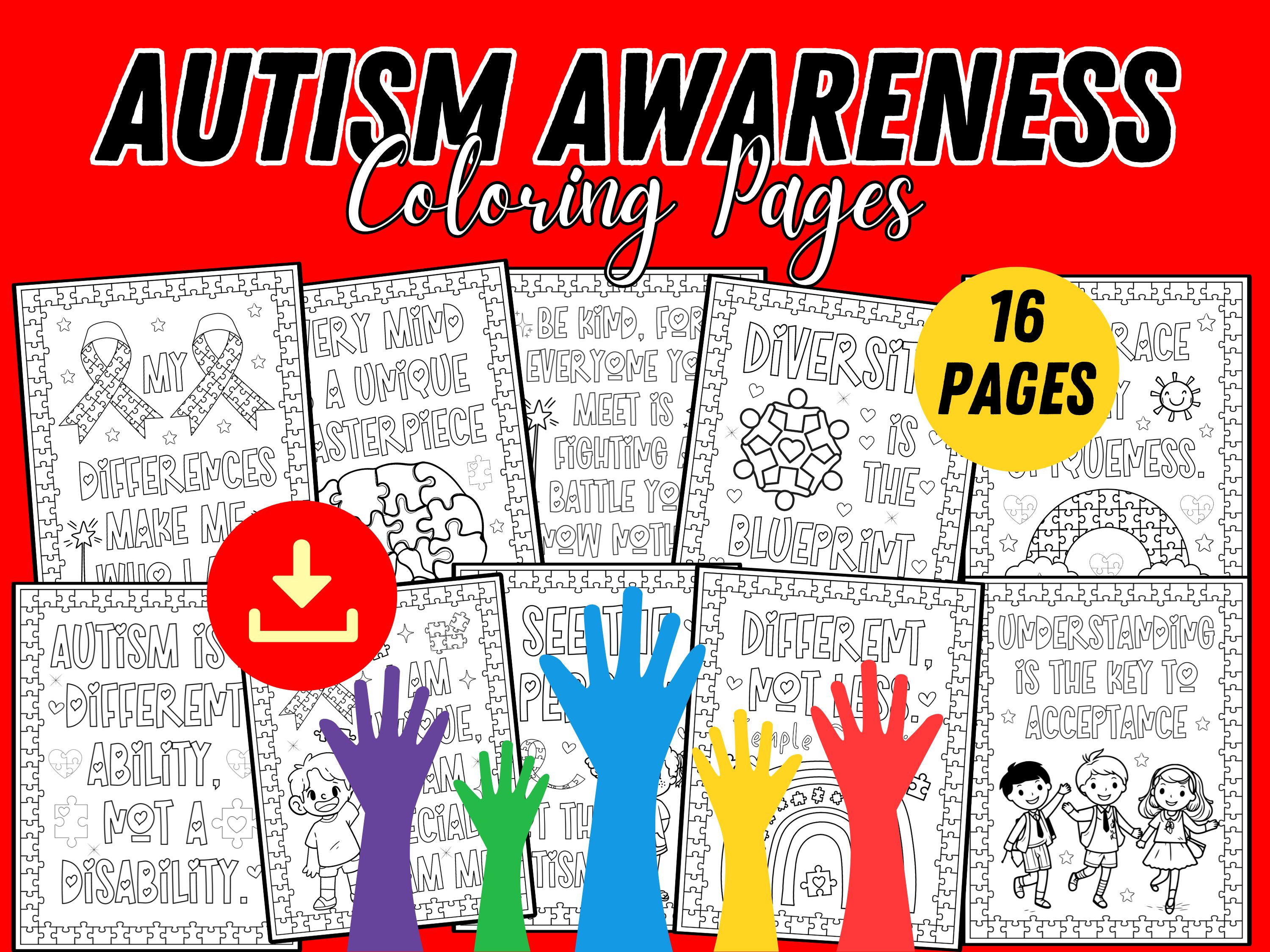 Autism Awareness Month Coloring Pages, Autism Acceptance Puzzles ...