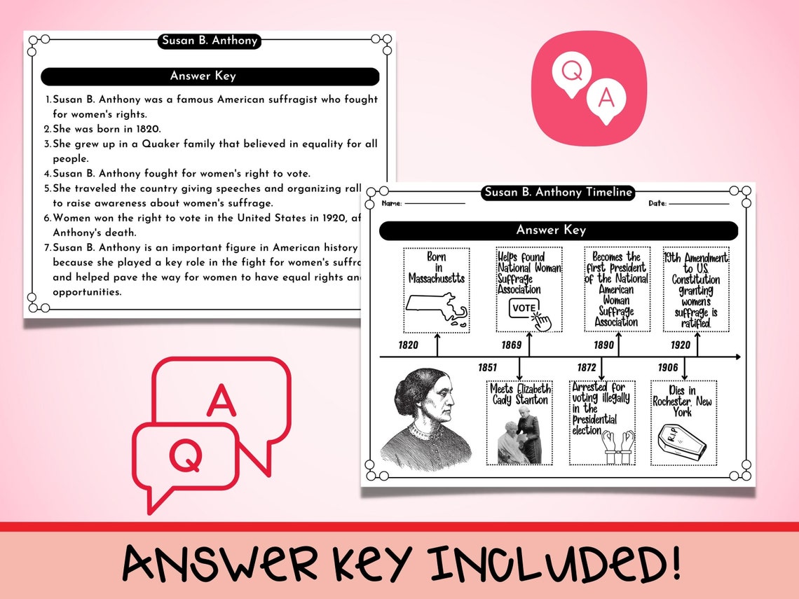 Susan B. Anthony Reading Comprehension | Women's History (PDF) - Etsy