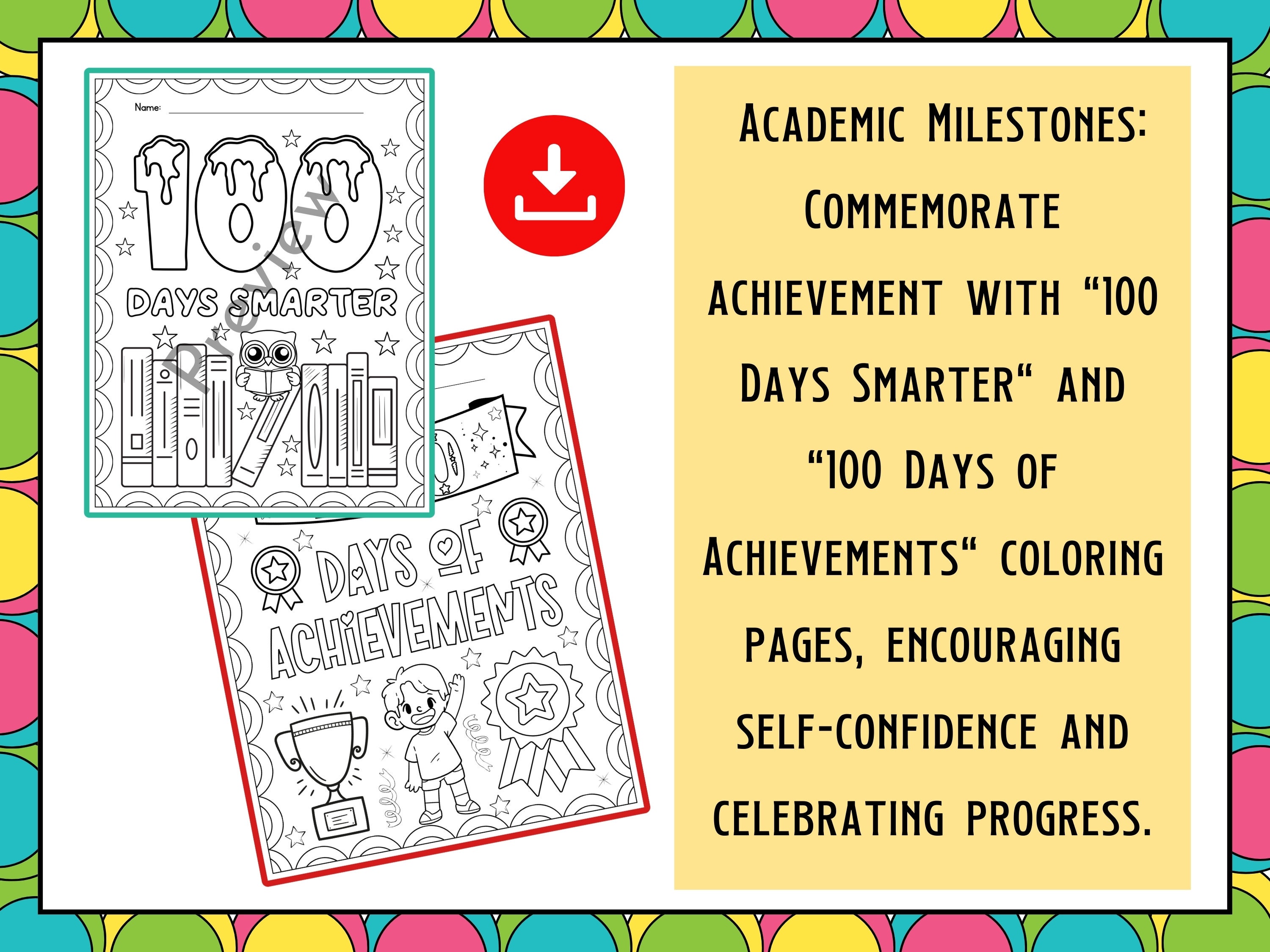 100 Days of School Coloring Pages 100th Day of School Coloring Sheets ...