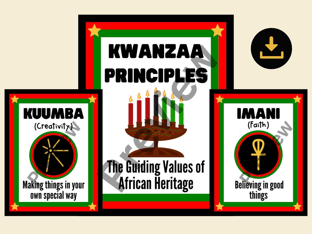 Kwaanza Principals Posters Set of 8 - the 7 Principles of Kwanzaa ...