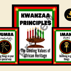Kwaanza Principals Posters Set of 8 - the 7 Principles of Kwanzaa ...