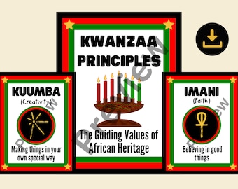 Kwaanza Principals Posters Set of 8 the 7 Principles of Kwanzaa ...