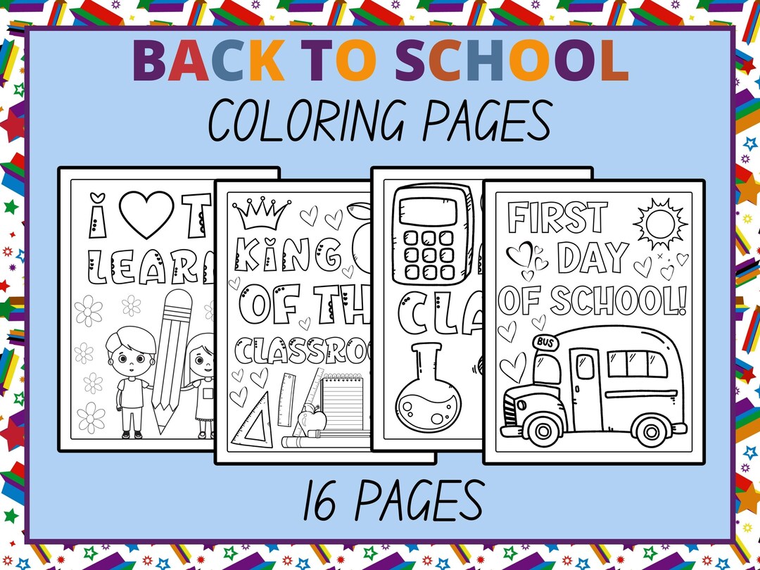 Back to School Coloring Book | 16 Printable Pages (PDF/JPEG) - Etsy