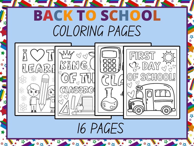 Back to School Coloring Pages First Day of School Coloring - Etsy