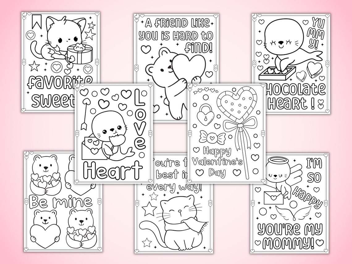 Valentine's Day Coloring Pages | Cute and Love Animal Coloring Sheets ...