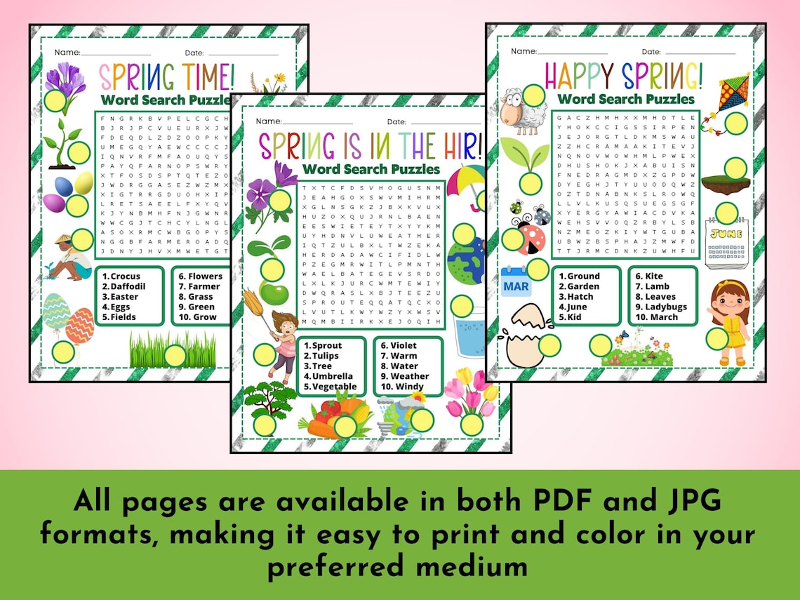 Printable Spring Easter Word Search Puzzles Springtime Games April ...