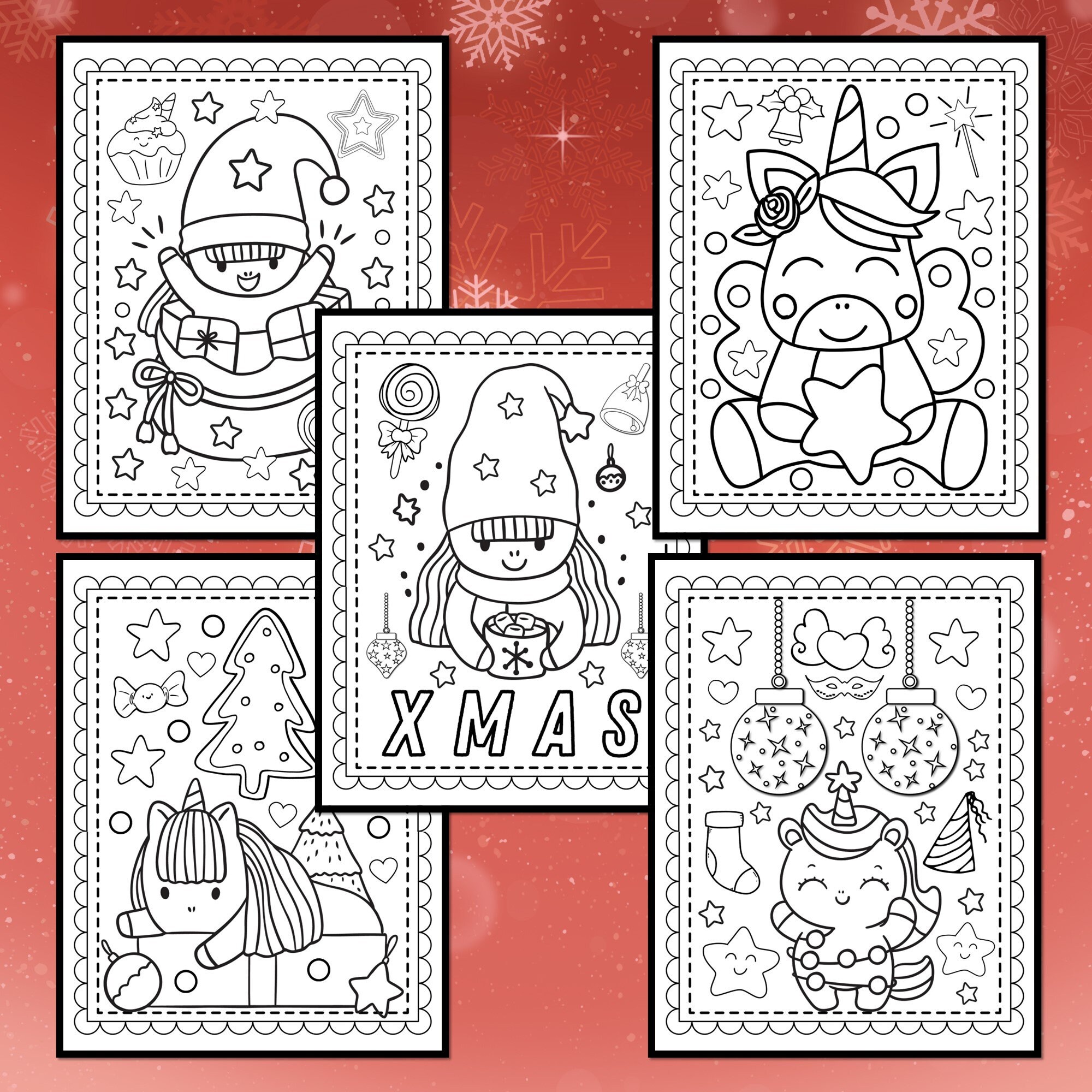 Christmas Unicorn Coloring Pages 20 Xmas Coloring Sheets Winter ...