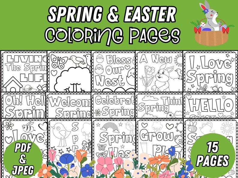 Printable Spring Easter Coloring Pages Springtime Coloring Sheets April ...