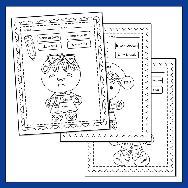 Gingerbread Man Color by Sight Word Worksheets Gingerbread Man ...