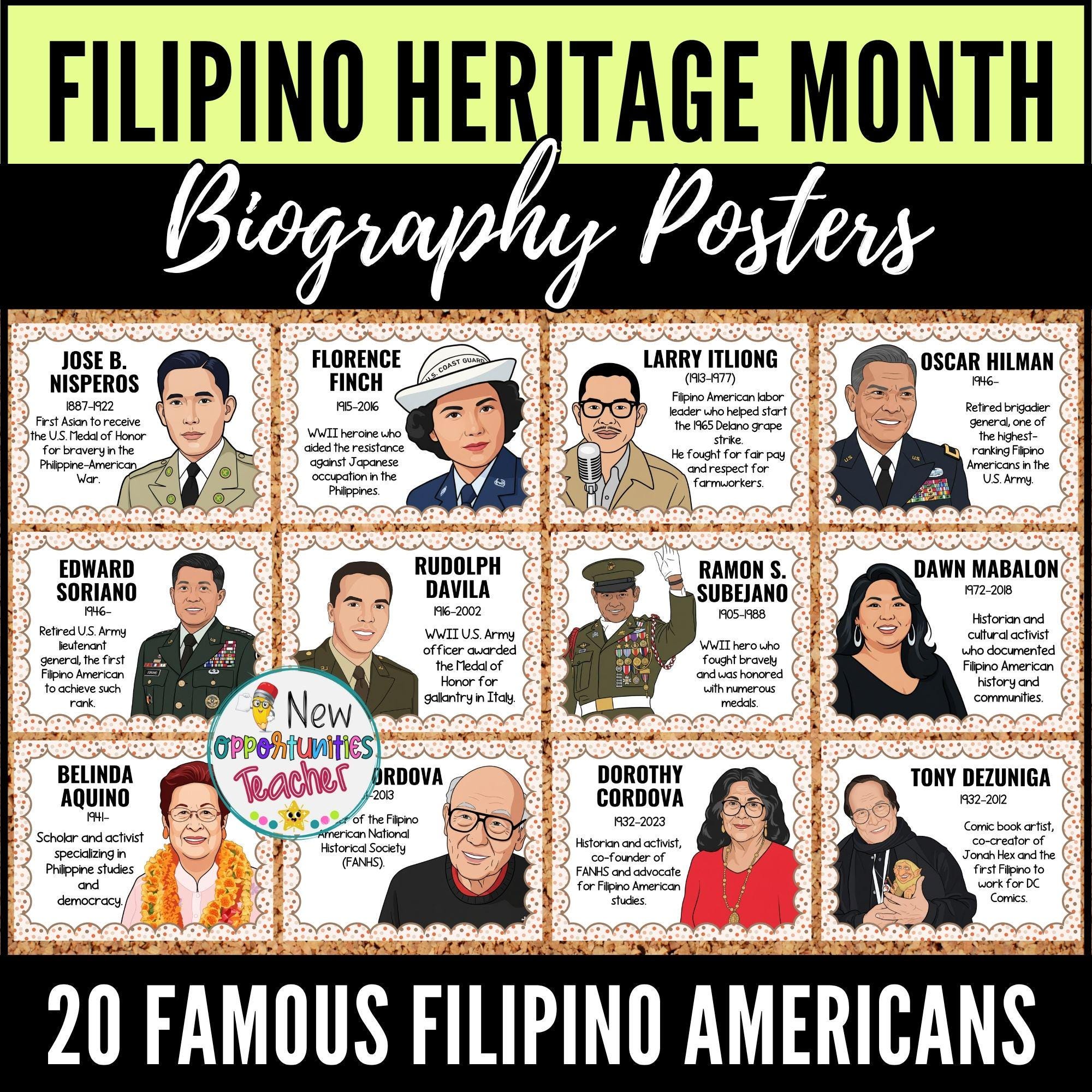 Filipino American Heritage Month Posters | Famous Filipino Americans - Etsy
