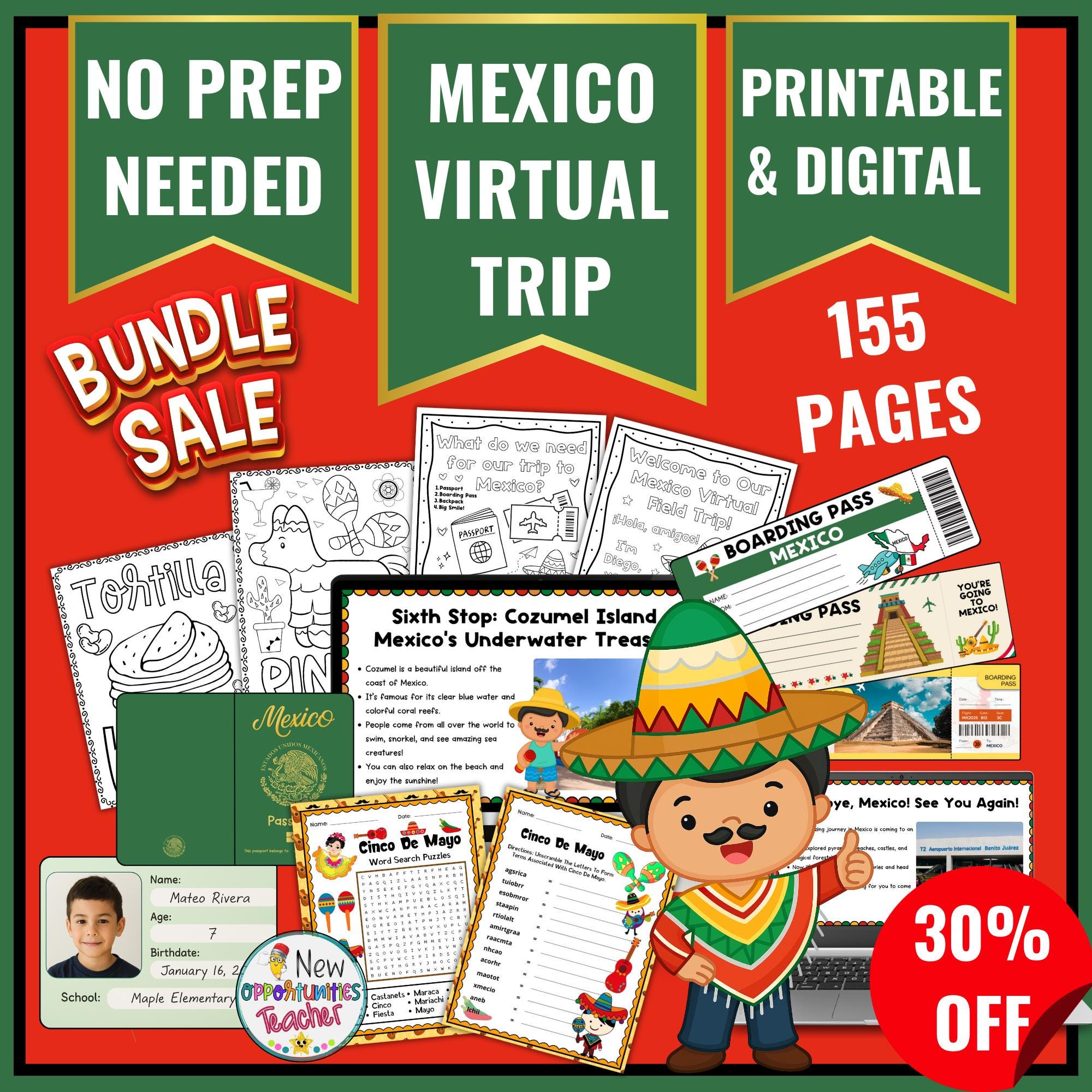Cinco De Mayo Word Scramble Worksheets | Mexico Word Games for May 5 - Etsy