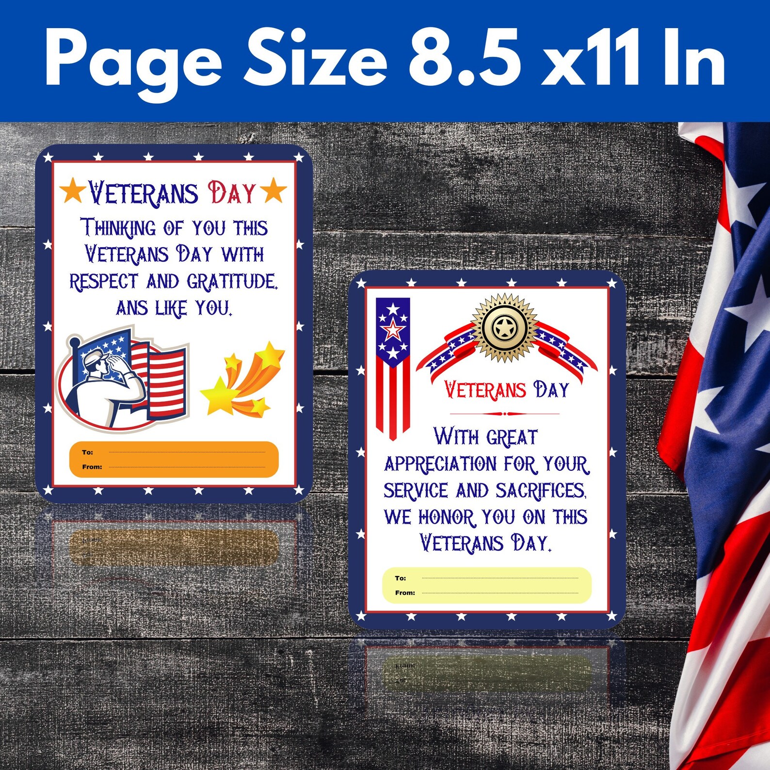 Veterans Day Greeting Cards Patriotic Veterans Day Thank You - Etsy