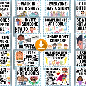National Bullying Prevention Month Bulletin Board Set - 20 Anti ...