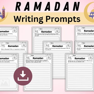 Ramadan Mubarak Writing Prompts Worksheets | Printable Ramadan and Eid ...