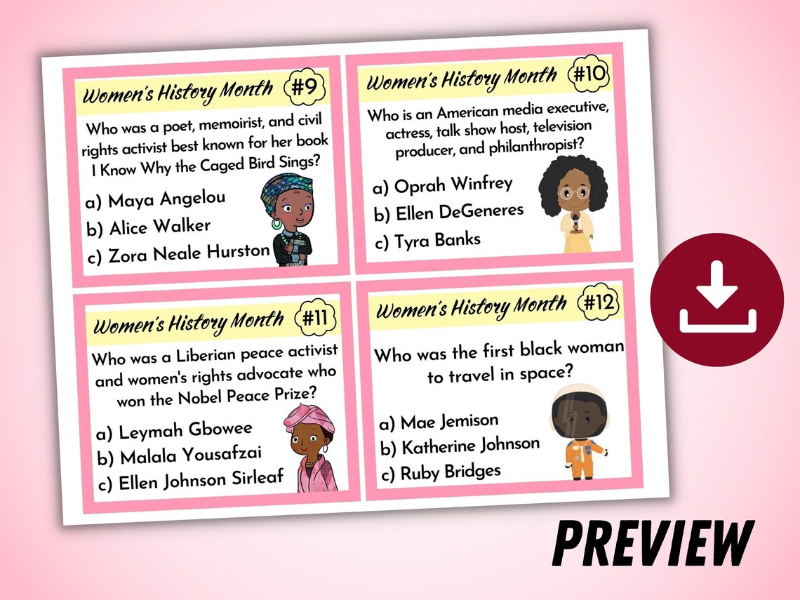 Printable Women's History Month Research Task Cards - Etsy