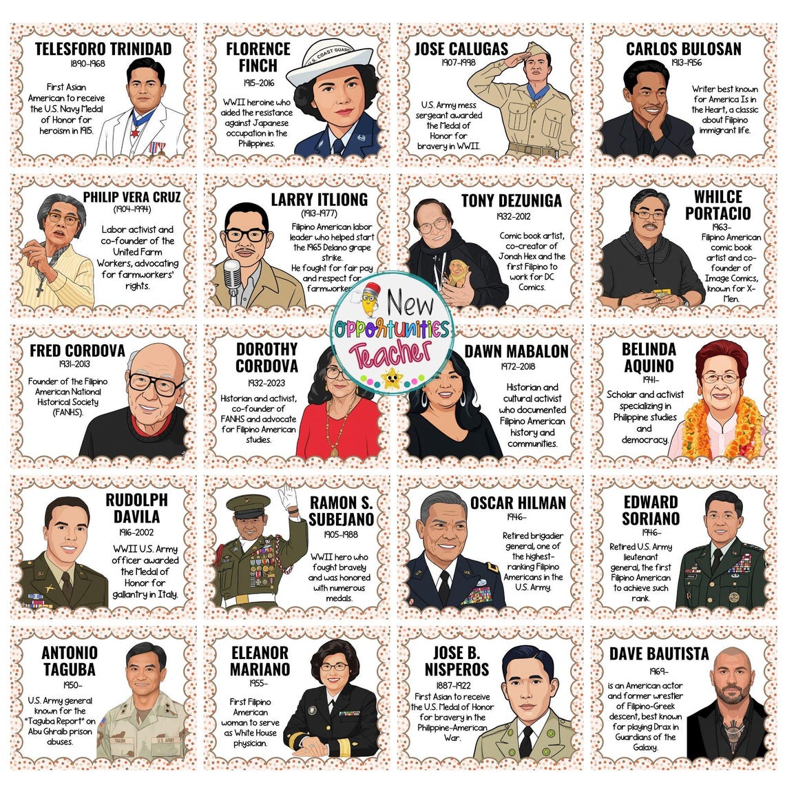 Filipino American Heritage Month Posters | Famous Filipino Americans - Etsy