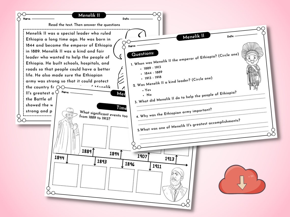Menelik II Reading Comprehension Passage Black History Month Social ...