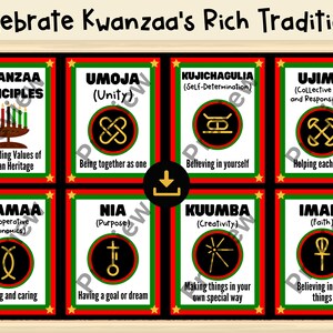 Kwaanza Principals Posters Set of 8 - the 7 Principles of Kwanzaa ...