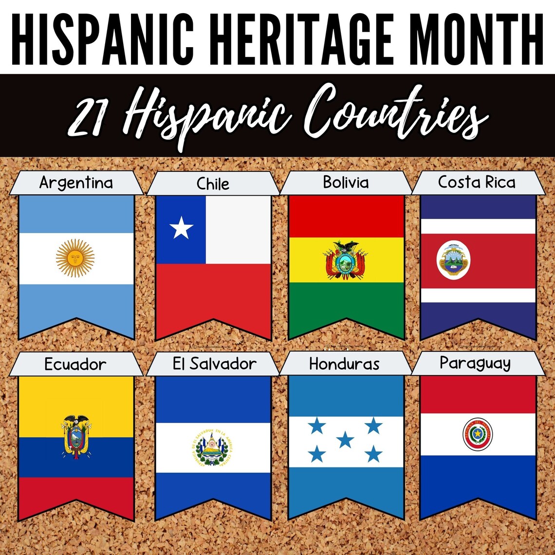 Hispanic Country Flags | Hispanic Heritage Month Flag Bunting | Spanish ...
