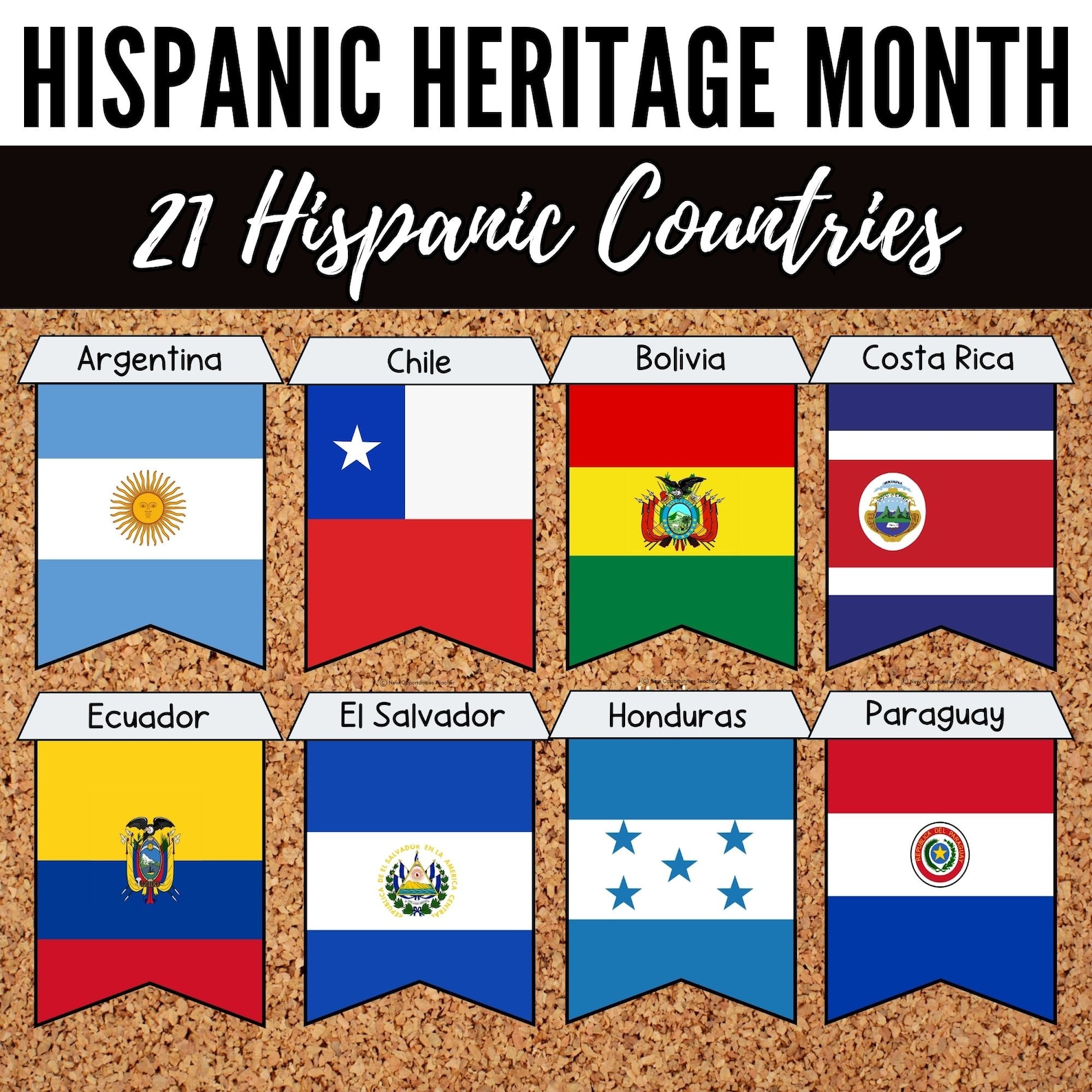 Hispanic Country Flags | Hispanic Heritage Month Flag Bunting | Spanish ...