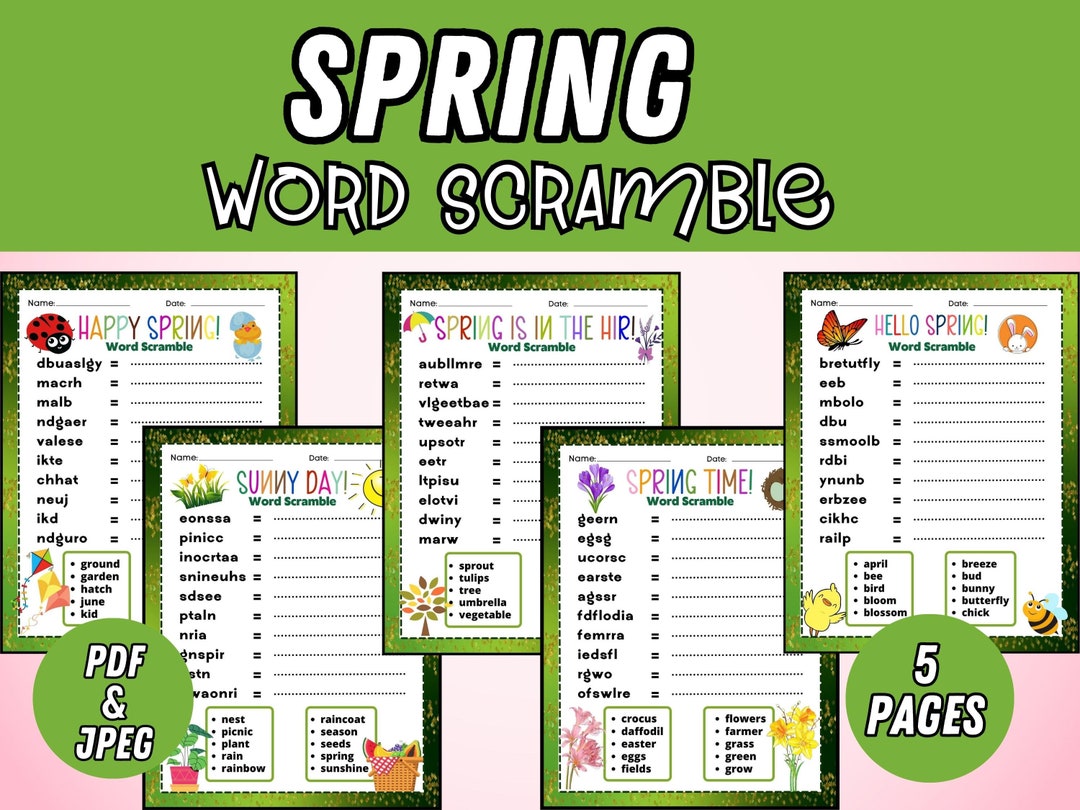 Printable Spring Easter Word Scramble Puzzles | Springtime Games ...