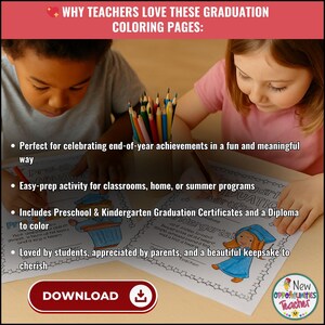 Kindergarten Graduation Coloring Pages, End of Year Activity (PDF ...