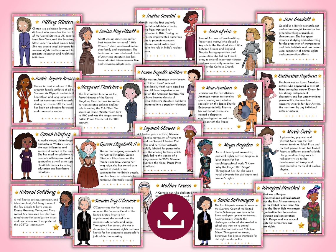 Printable Women's History Month Biography Bulletin Board Famous Women ...