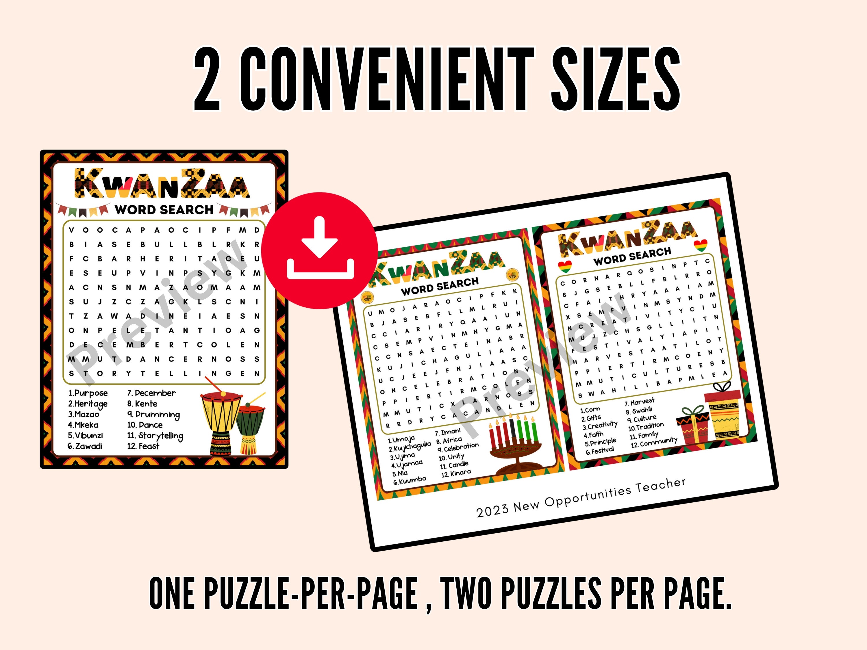 Kwanzaa Principles Word Search Activity Pack Fun and Educational ...