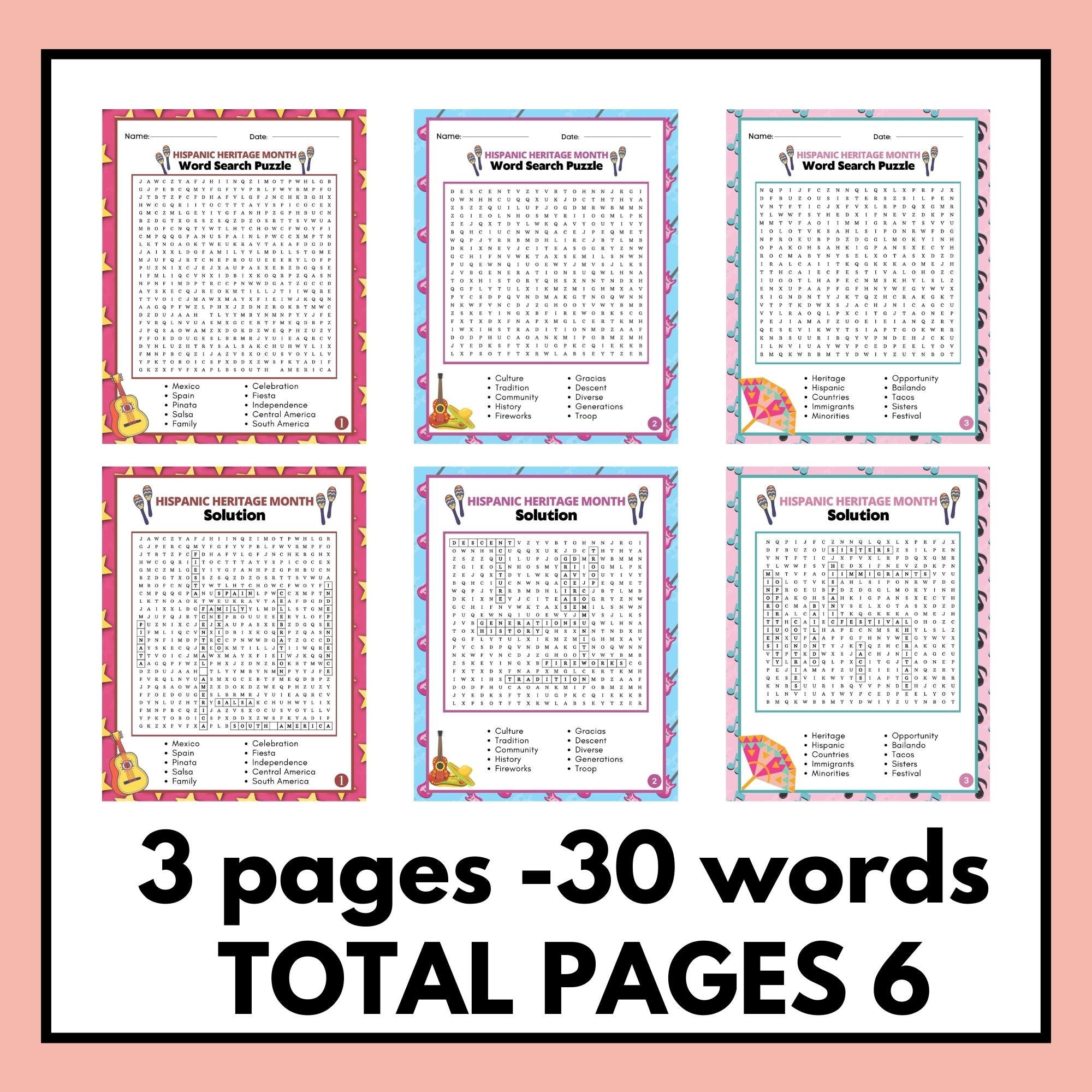 Hispanic Heritage Month Word Search Game | National Hispanic Heritage ...