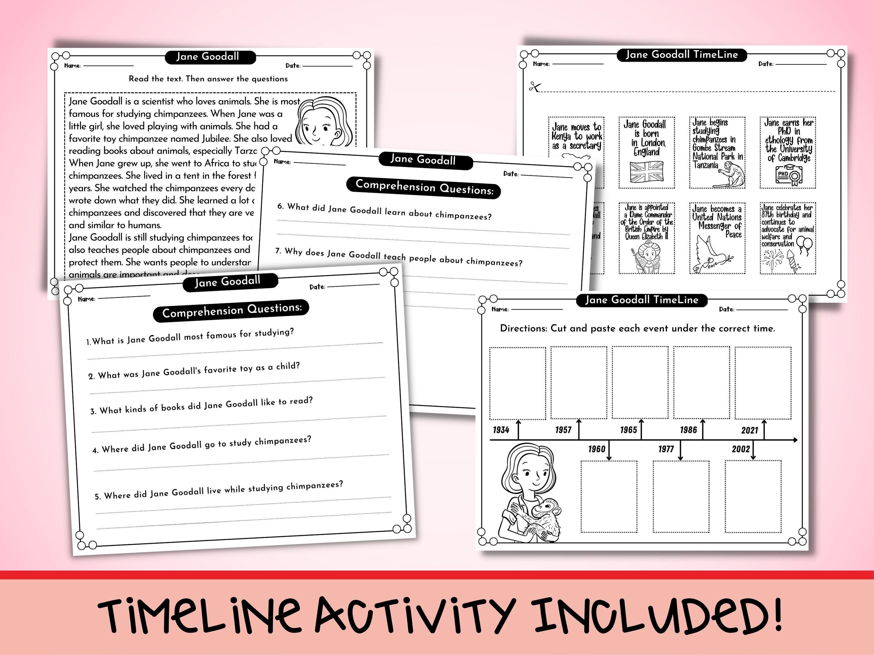 Jane Goodall Reading Comprehension Passage Women History Month ...