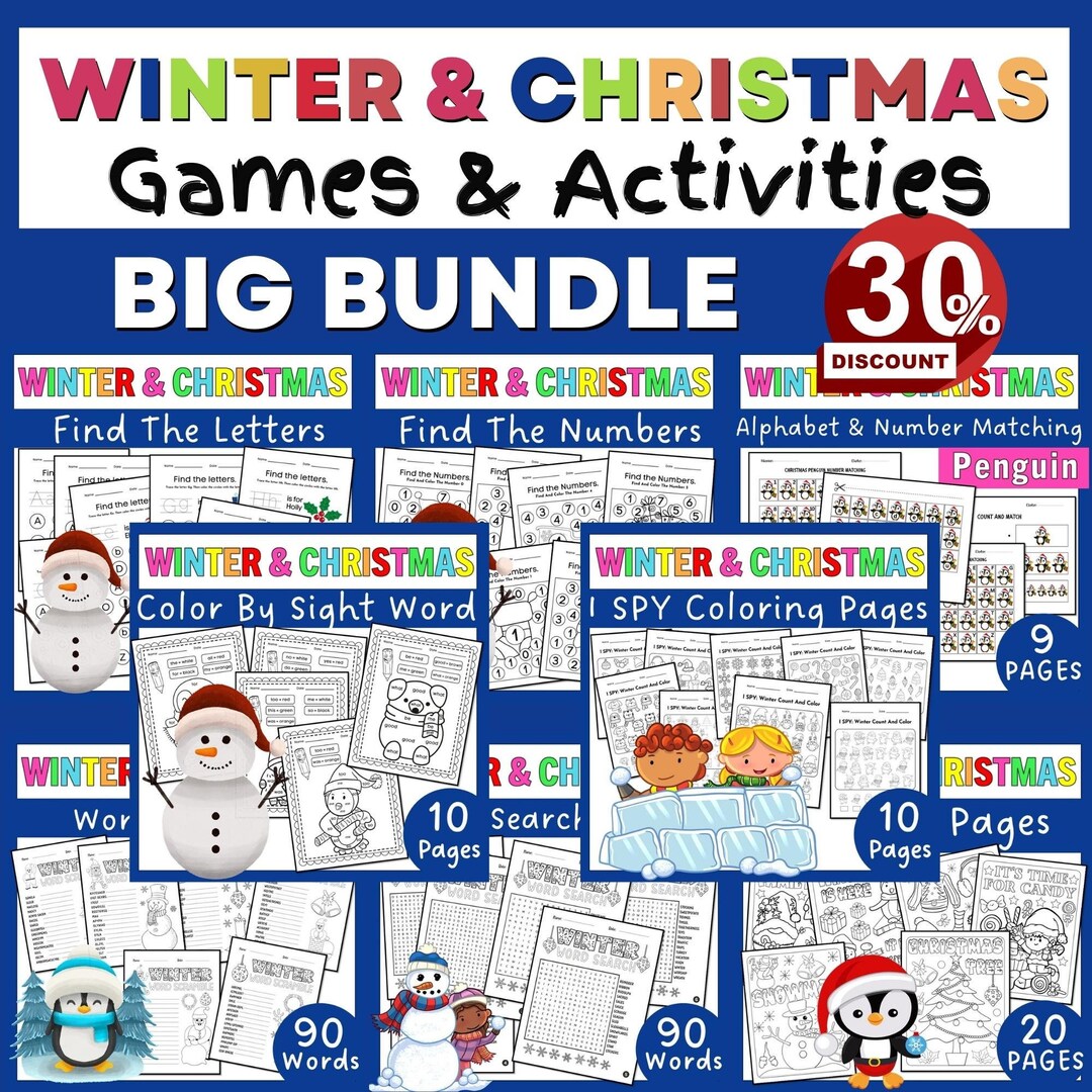 Winter and Christmas Games and Activities BUNDLE | December No Prep ...