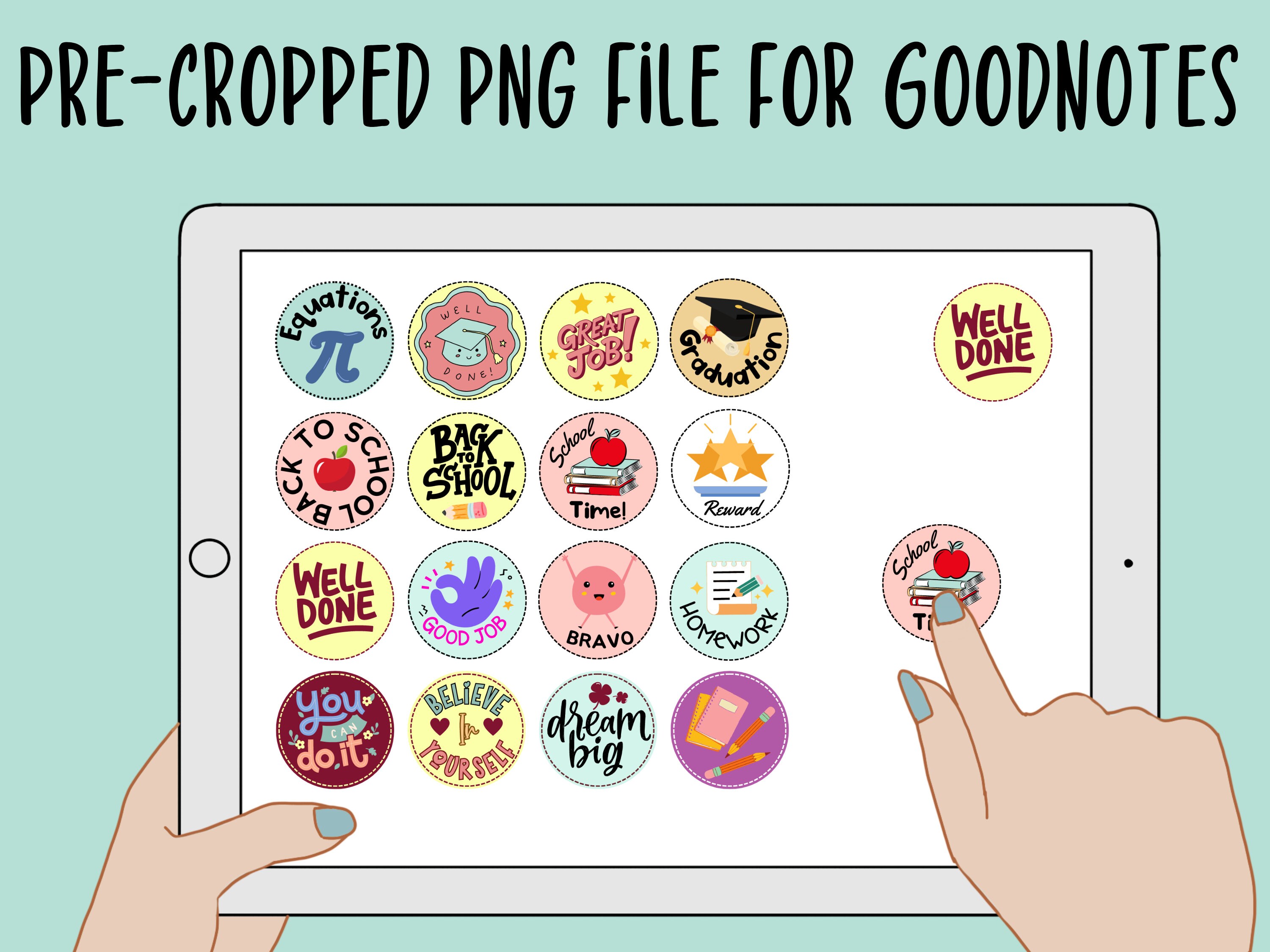 343 Teacher Digital Stickers for Goodnotes Pre-cropped PNG for Digital ...