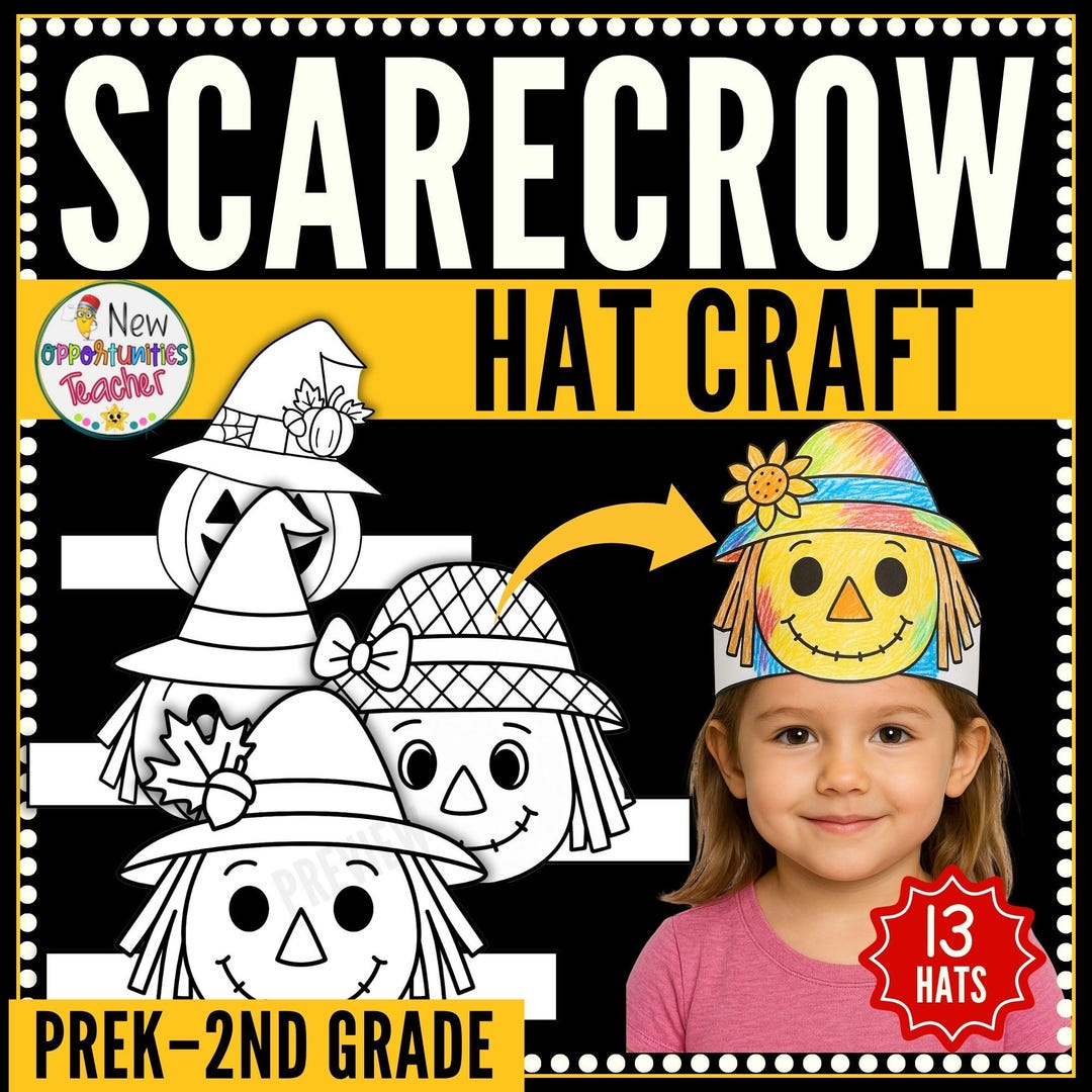 Scarecrow Hat Craft Templates, Fall Coloring Activity Halloween Kids ...