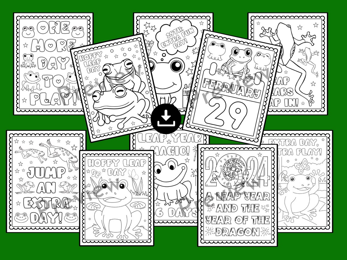 Leap Year 2024 Coloring Pages, Leap Day Coloring Sheets, Leap Year ...