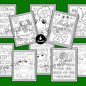 Leap Year 2024 Coloring Pages, Leap Day Coloring Sheets, Leap Year ...